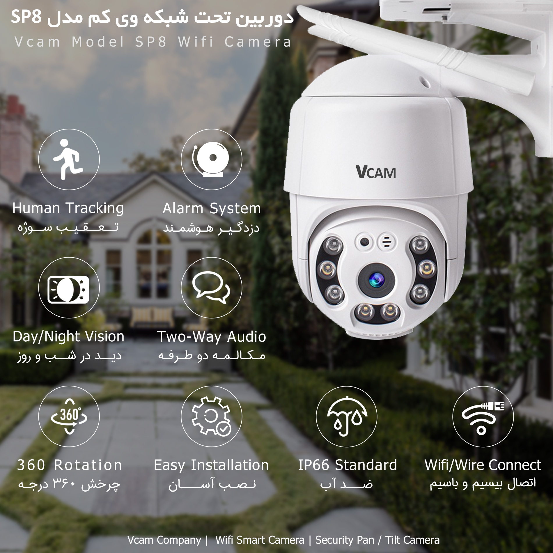 دوربین اسپید دام تحت شبکه وی کم Vcam SP8 – کادوس – نماینده مجاز فروش محصولات Fedora , Hdvision